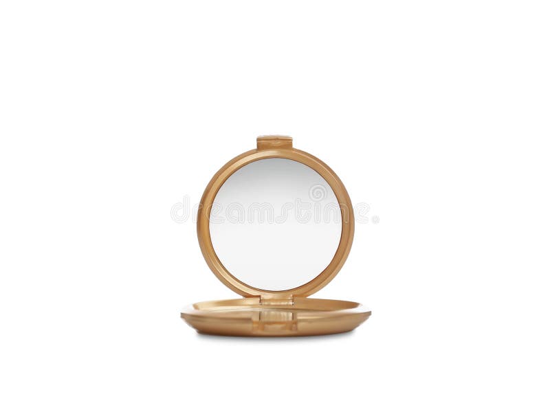 Compact Small Open Mirror Isolated on White Stock Photo - Image of ...