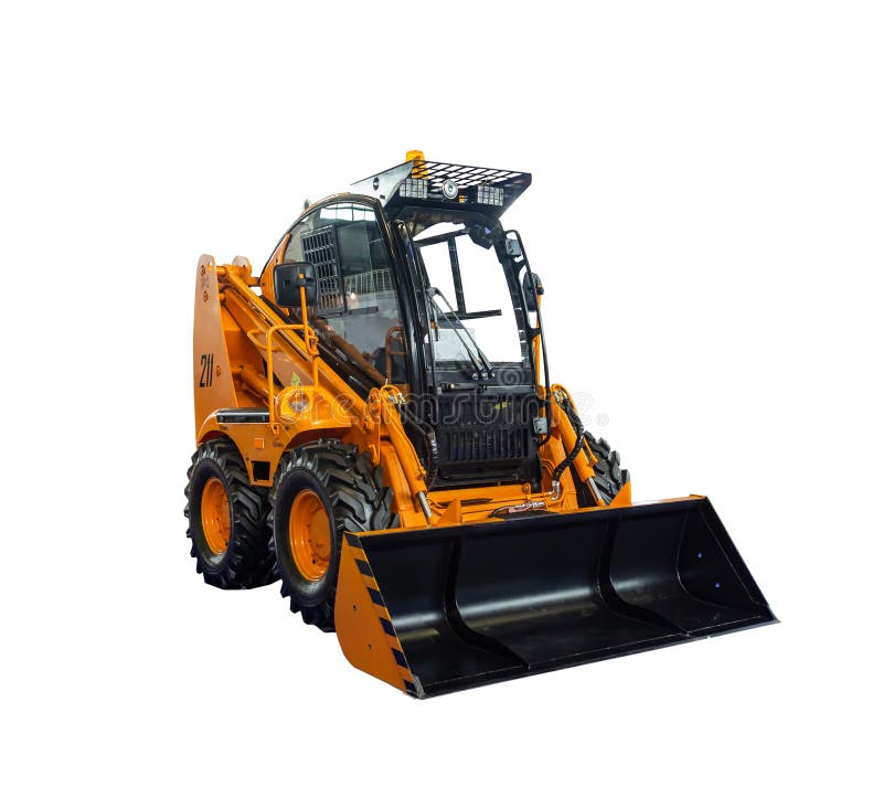 Compact Small Orange Snow Removal Bulldozer Isolated on a White ...