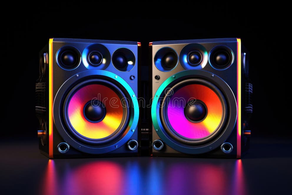 Compact Speakers Placed on a Table, Ideal for Music or Audio Playback ...