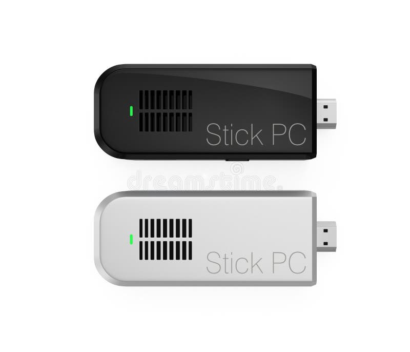Compact Stick-type PC Isolated on White Background Stock Illustration ...