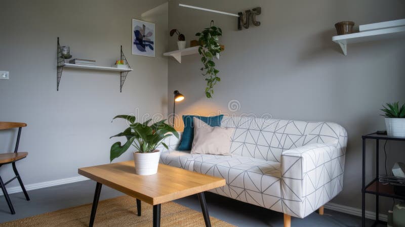 Compact and Stylish Modern Interior Design Stock Illustration ...