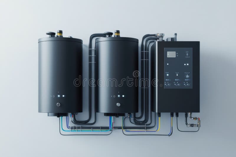 Sleek, Modern Water Heating System Installed in a Contemporary ...