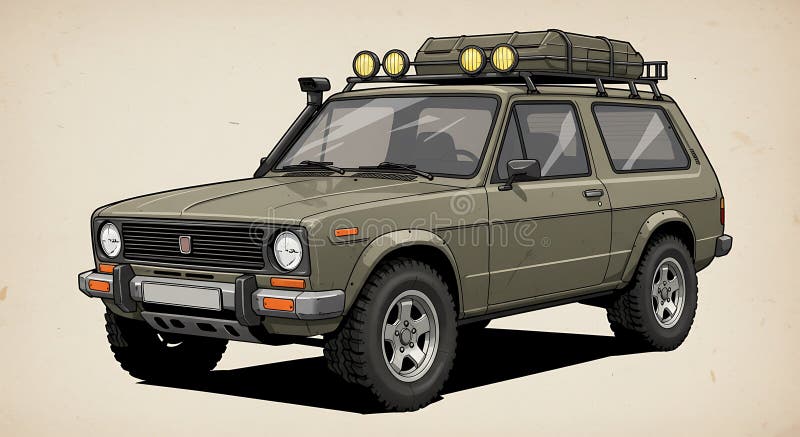Compact SUV Styled with a Classic Boxy Design, Olive Green Color ...
