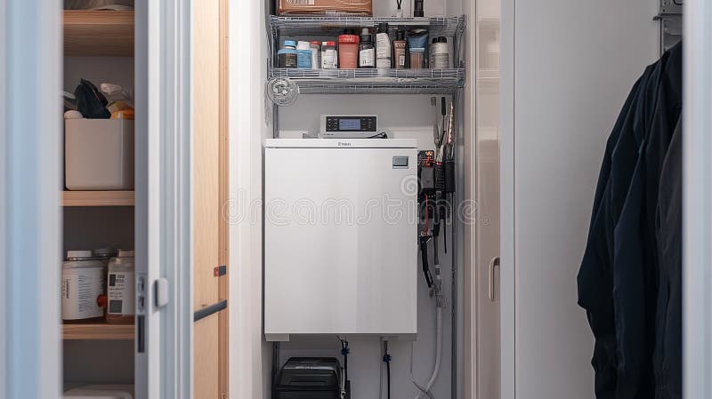 Compact System Mounted in Utility Closet. Stock Photo - Image of ...