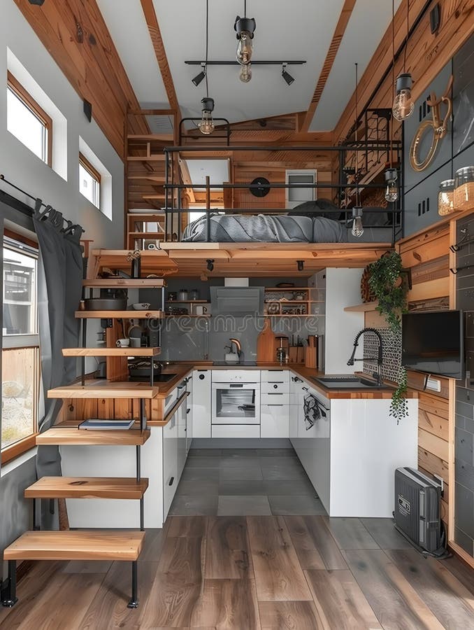 Cozy Modern Tiny House with Loft and Open Kitchen, Minimalist Living ...