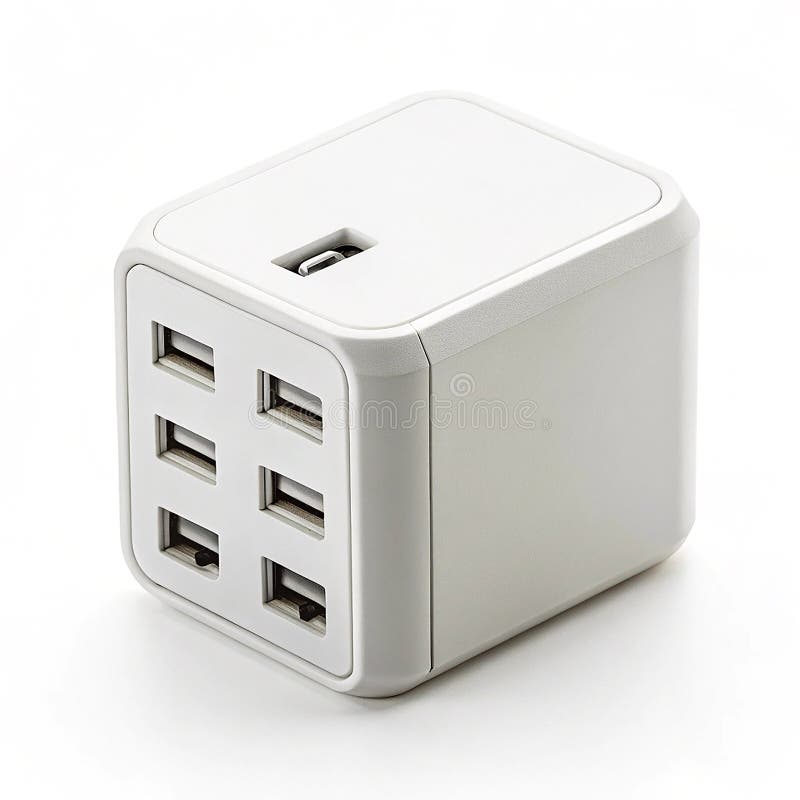 Compact Travel Adapter with USB Ports Stock Illustration - Illustration ...