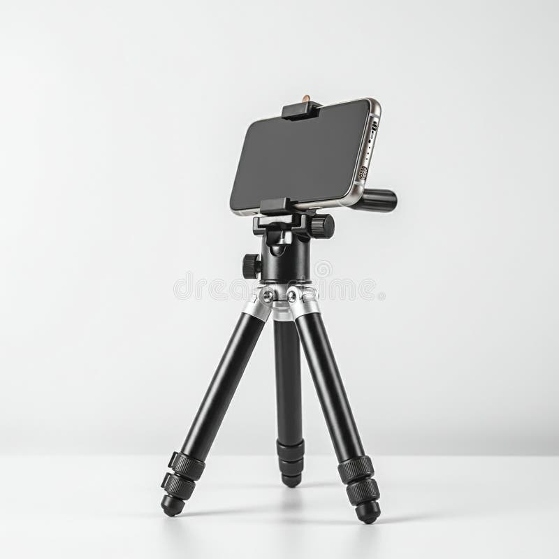 Compact Tripod Holding a Smartphone with a Sleek Design. the Tripod Has ...