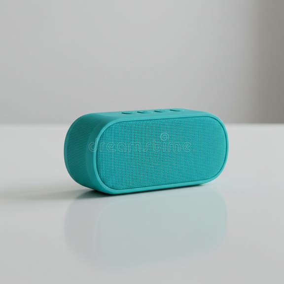 Compact Turquoise Bluetooth Speaker with Rounded Edges and a Perforated ...