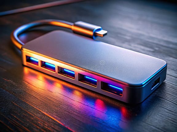 Compact USBC Hub with Bluetooth Adapter a LowLight CloseUp for Enhanced ...