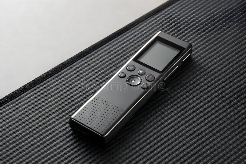 Compact Voice Recorder on Matte Black Surface Stock Illustration ...