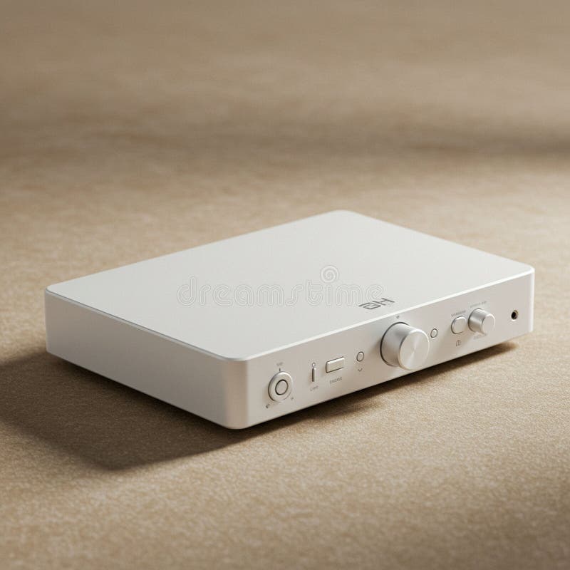 Compact White Audio Interface with Minimalistic Design, Featuring ...
