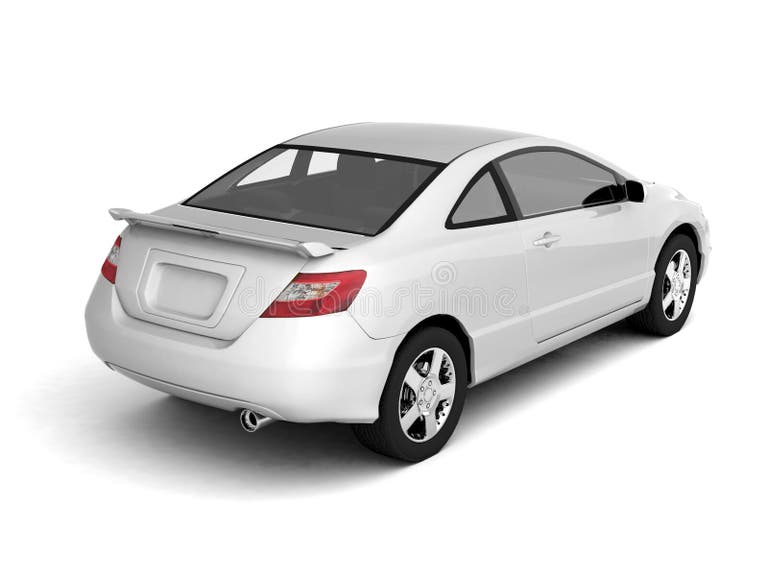 Compact White Car Back View Stock Illustration - Illustration of ...