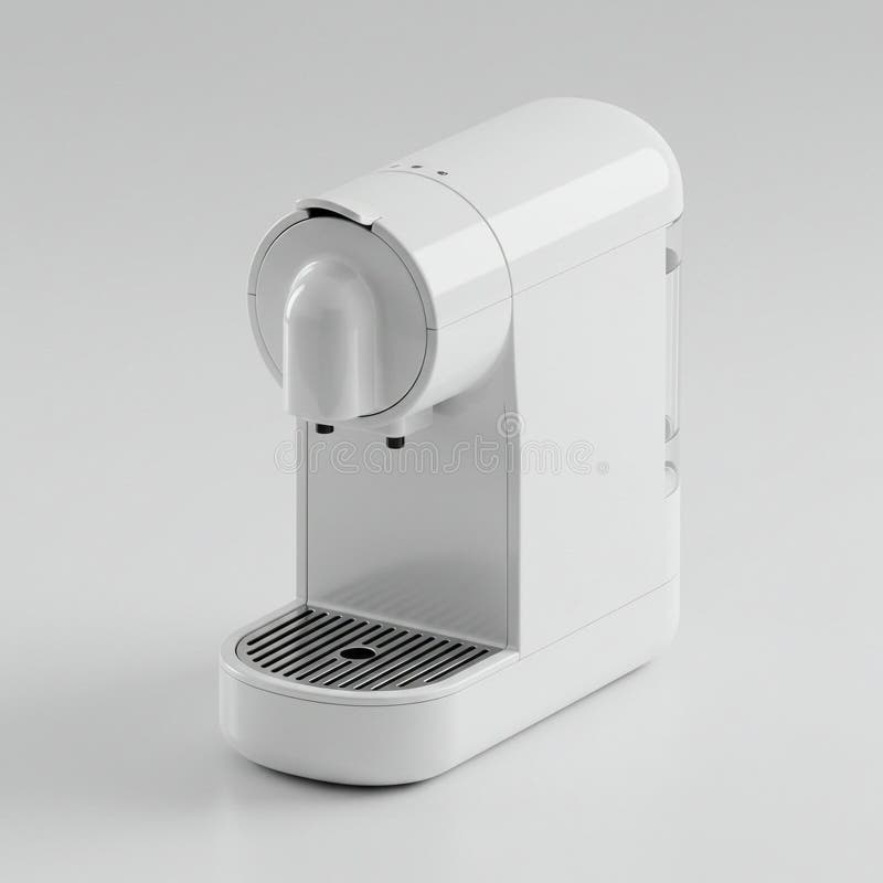 Compact White Coffee Machine with a Sleek, Modern Design, Featuring a ...