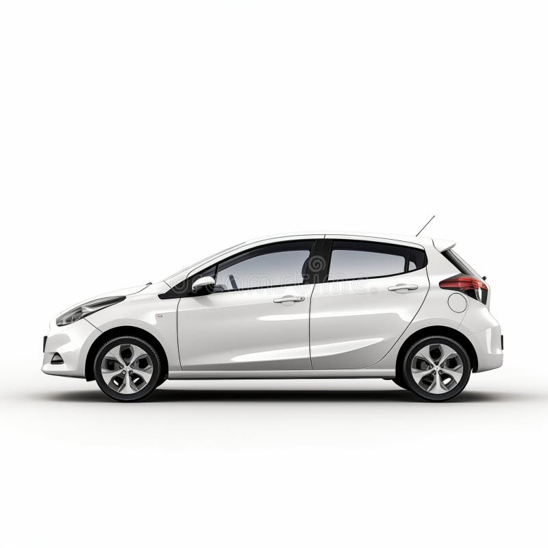 Compact White Hatchback Car Side View Isolated on White Background ...
