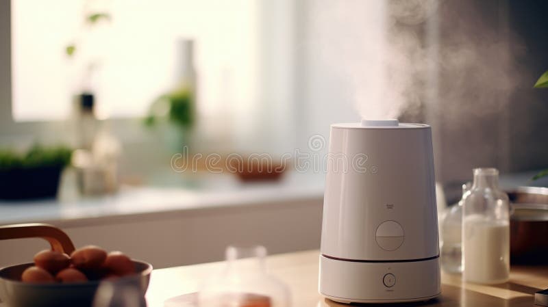 A Compact White Humidifier Sitting on Top of a Counter. Perfect for ...