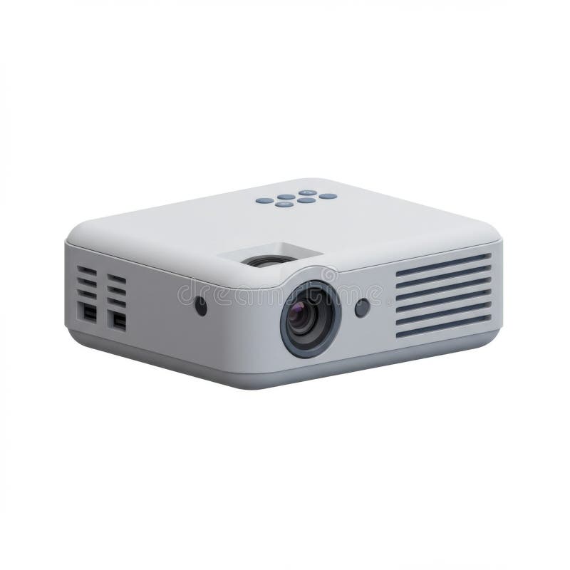 Compact White Mini Projector for Home Theater Stock Illustration ...