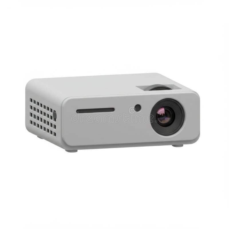 Compact White Mini Projector for Home Theater Stock Illustration ...
