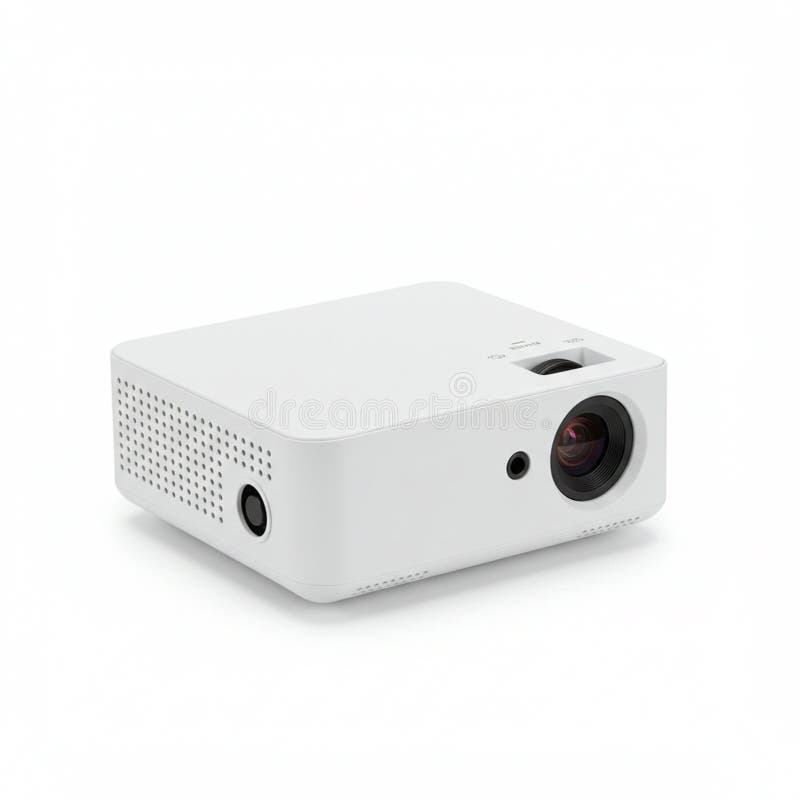 A Compact, White Projector with a Rectangular Shape and Rounded Edges ...
