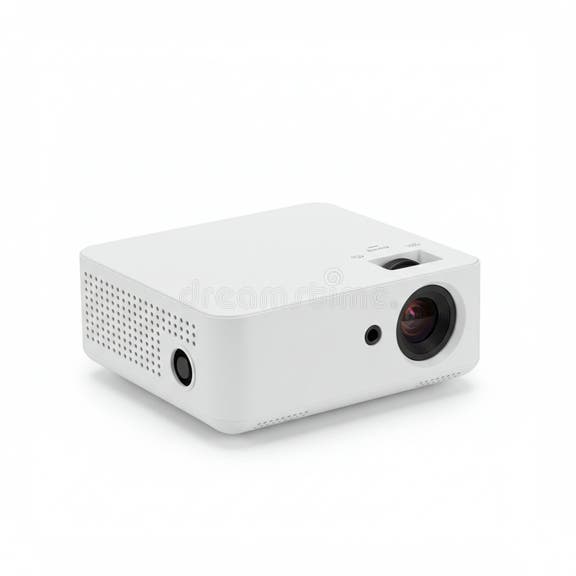 A Compact, White Projector with a Rectangular Shape and Rounded Edges ...