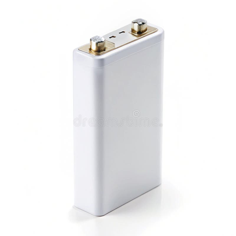 White Rectangular Battery Isolated on White Background Stock ...