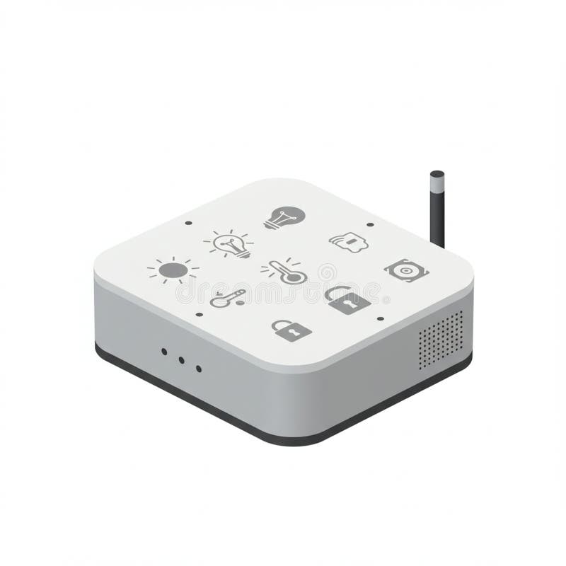 A Compact, White, Rectangular Smart Hub with Rounded Corners and a ...