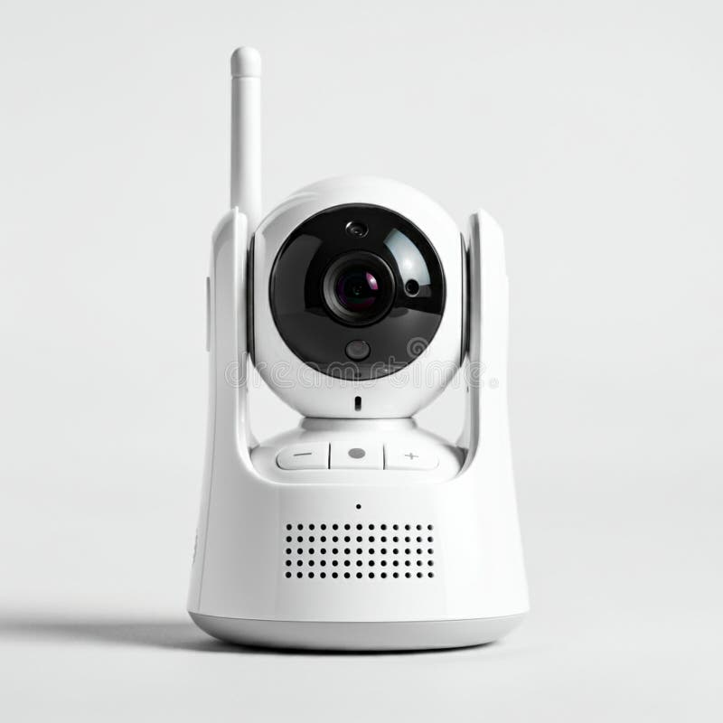 Compact White Security Camera with a Sleek, Modern Design. Features a ...