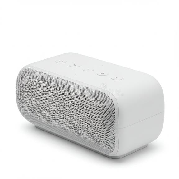 Compact White Speaker with a Rectangular Design and Rounded Edges ...