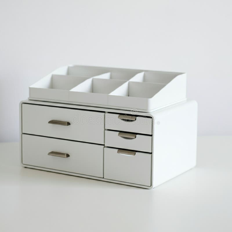 Compact White Storage Organizer with a Minimalist Design, Featuring a ...