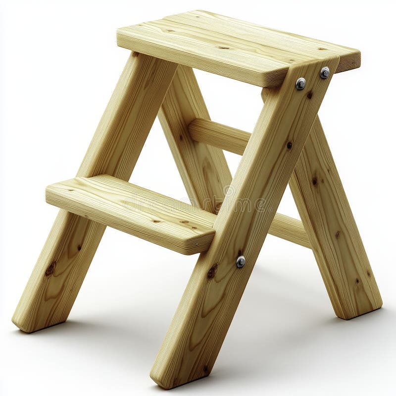 Compact Wooden Step Stool Designed for Stability and Ease of Use in ...