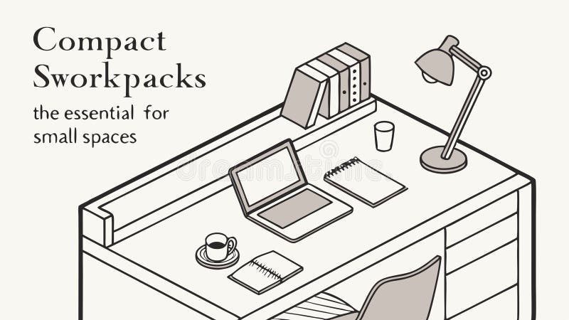 Compact Workspace Design Small Office Setup, Vector Design Generative ...
