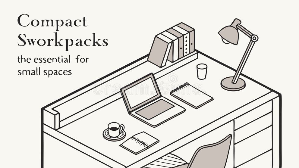 Compact Workspace Design Small Office Setup, Vector Design Generative ...