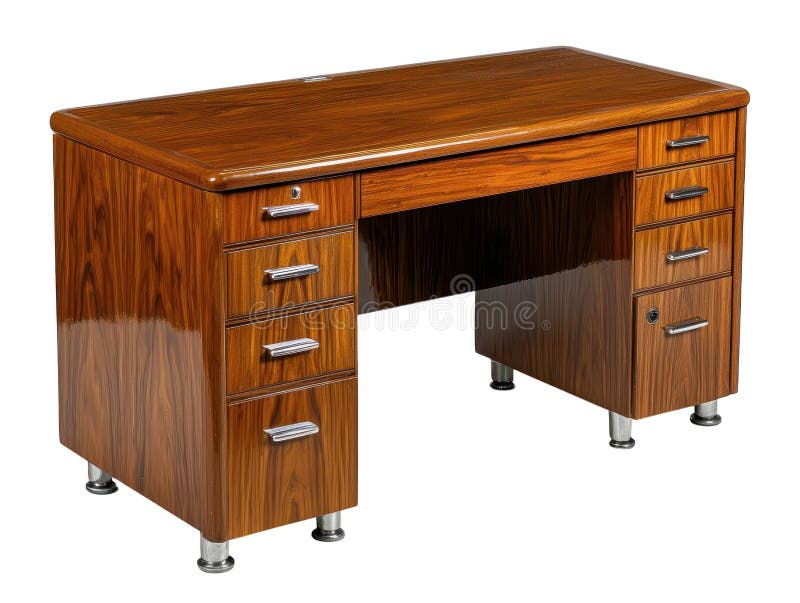 Compact Writing Desk with Drawers, Featuring Sleek Wooden Design Stock ...