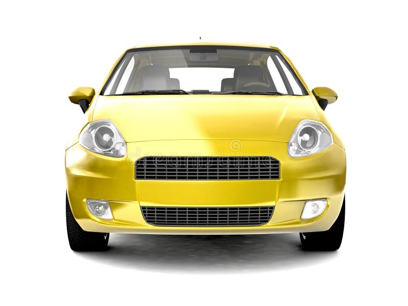Compact Yellow Car Front View Stock Illustration - Illustration of auto ...