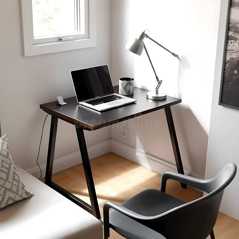 A Compact Z Shaped Desk in a Small Room with a Laptop Notebook and ...