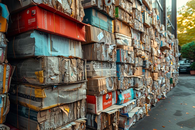 Compacted Paper Bales for Recycling Stock Illustration - Illustration ...