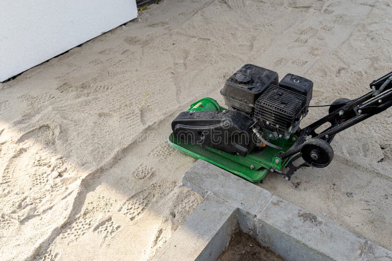 Compacted Sand on a Terrace Under Construction, Using a Gasoline ...