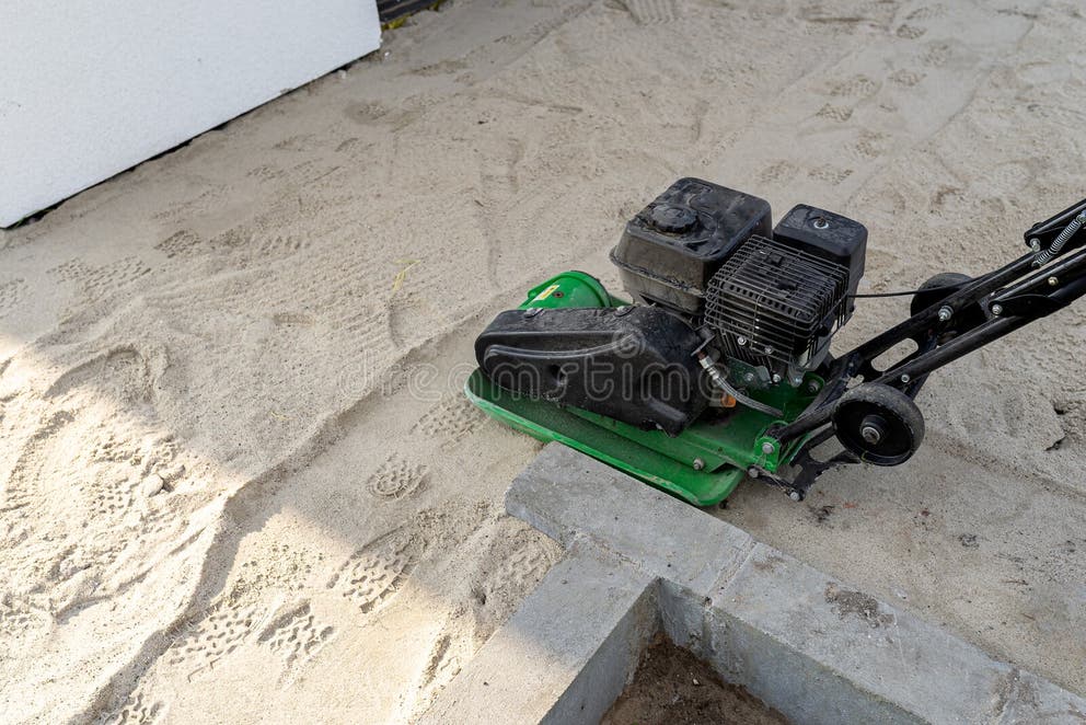 Compacted Sand on a Terrace Under Construction, Using a Gasoline ...