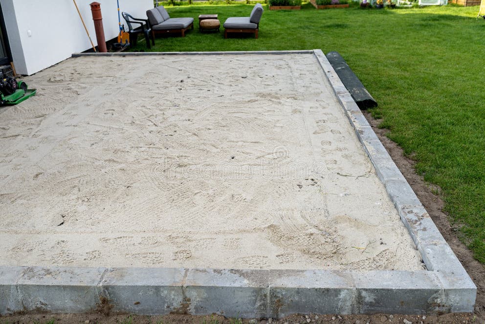 Compacted Sand on a Terrace Under Construction, Using a Gasoline ...