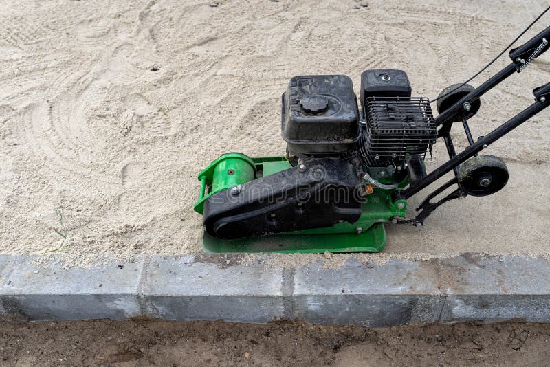 Compacted Sand Terrace Under Construction Using Gasoline Powered Hand ...