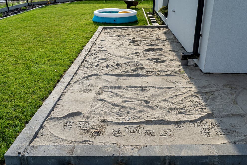 Compacted Sand on a Terrace Under Construction, Using a Gasoline ...