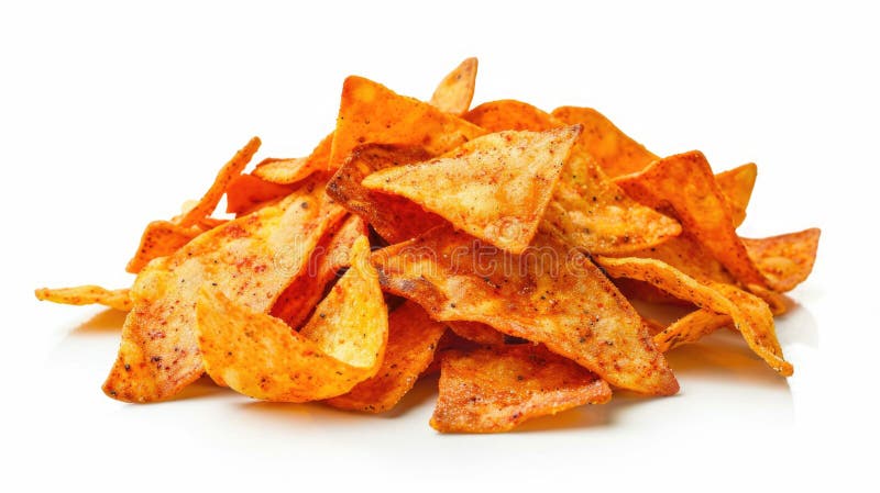 A Compacted Stack of Potato Chips on a Clean White Surface Stock Photo ...