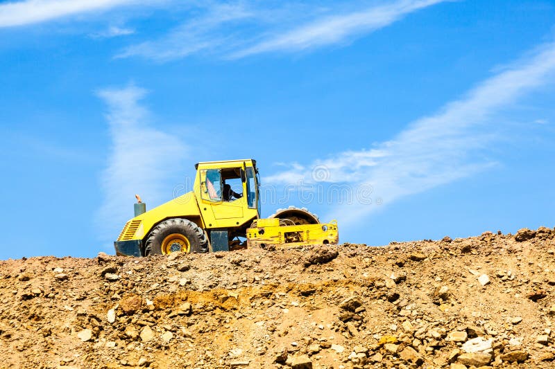 Compaction Machine at the Construction Site for Compacting the Loam ...