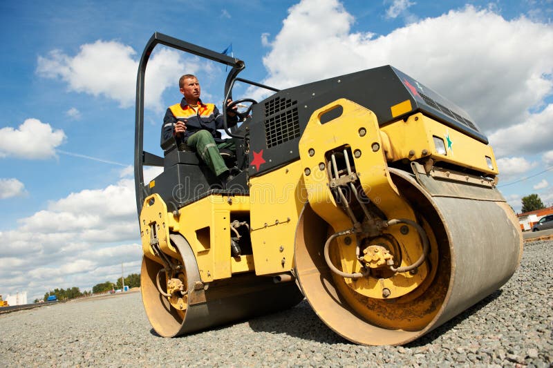 Compactor Roller at Road Work Stock Image - Image of repair, pavemant ...