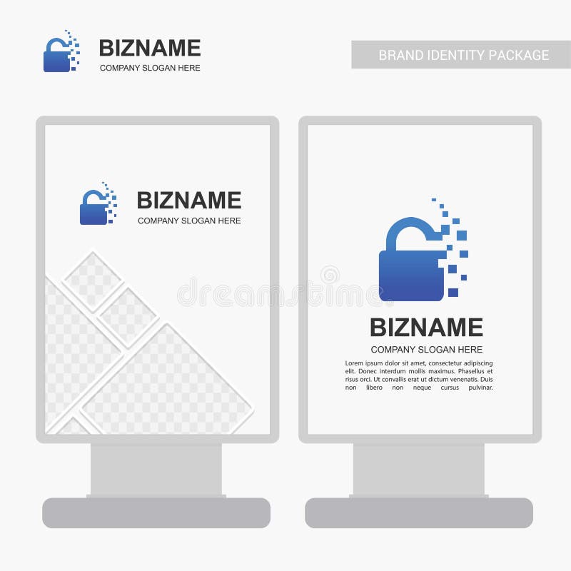Company Ads Banner Unique Design with Lock Logo Stock Vector ...