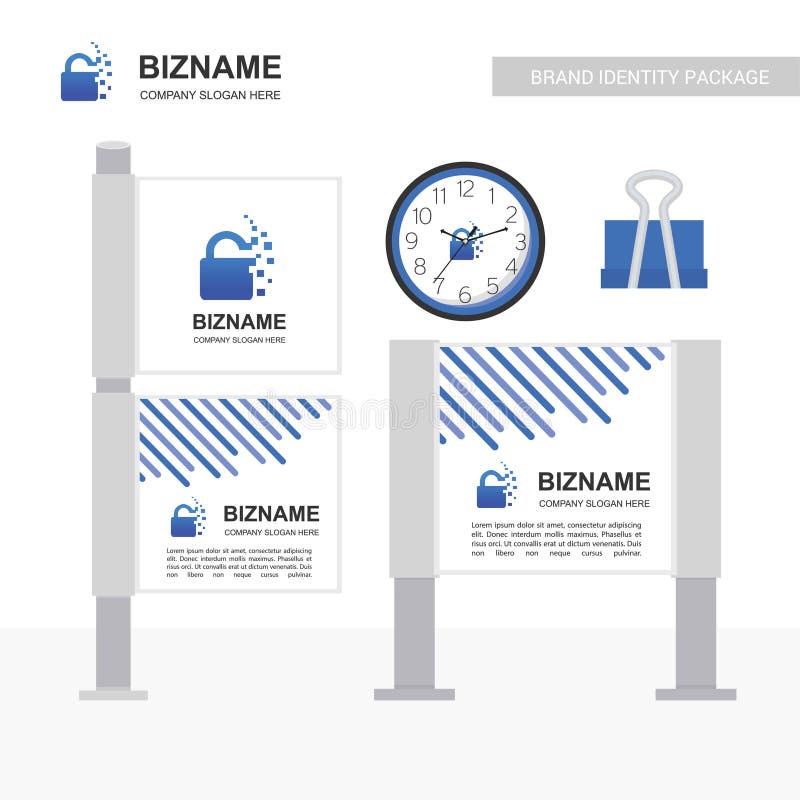 Company Ads Banner Unique Design with Lock Logo Stock Vector ...