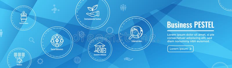 Company Analysis Using Pestel Methods Icon Set with Web Header Banner ...