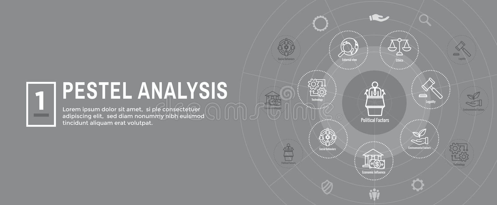 Company Analysis Factor Icon Depicting Pestel Method Stock Illustration ...
