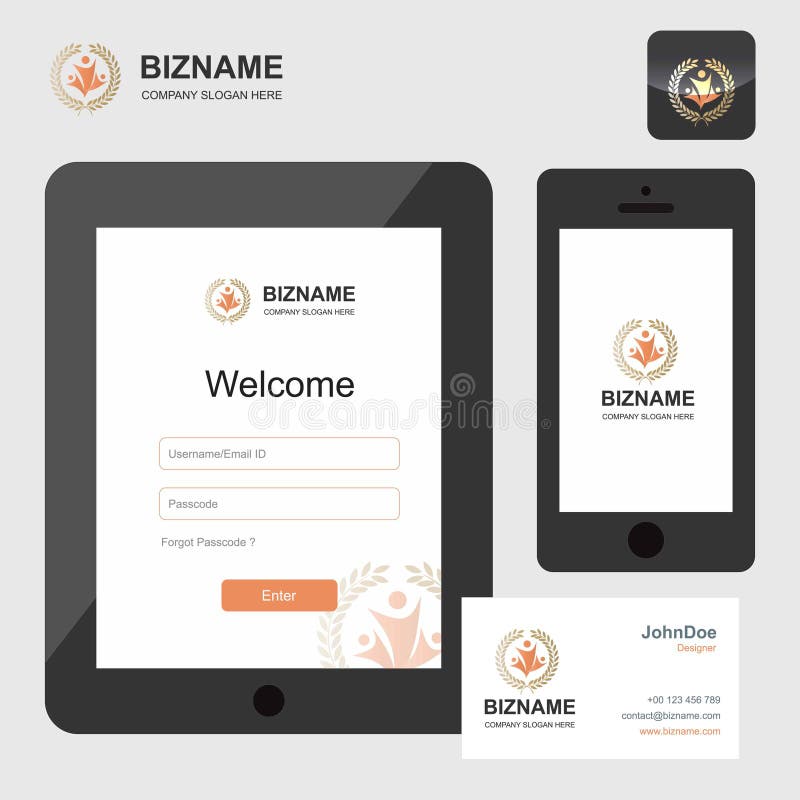 Company Application Design with Logo and Company Theme Vector Editorial ...