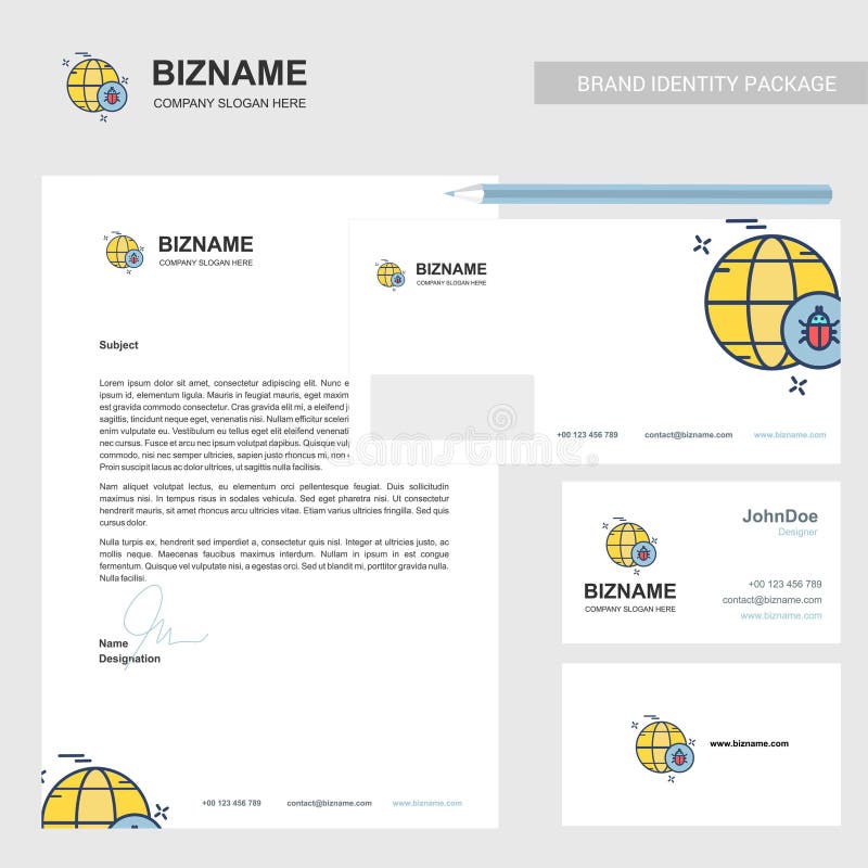Company Brochure Design with Blue Theme and Bug Logo Vector Stock ...