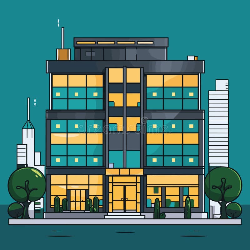 Company Building in Flat Style. Vector Illustration Stock Vector ...